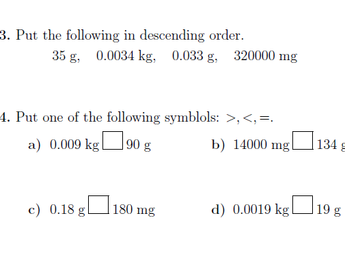 Units of measurement: mass worksheet (with detailed solutions ...