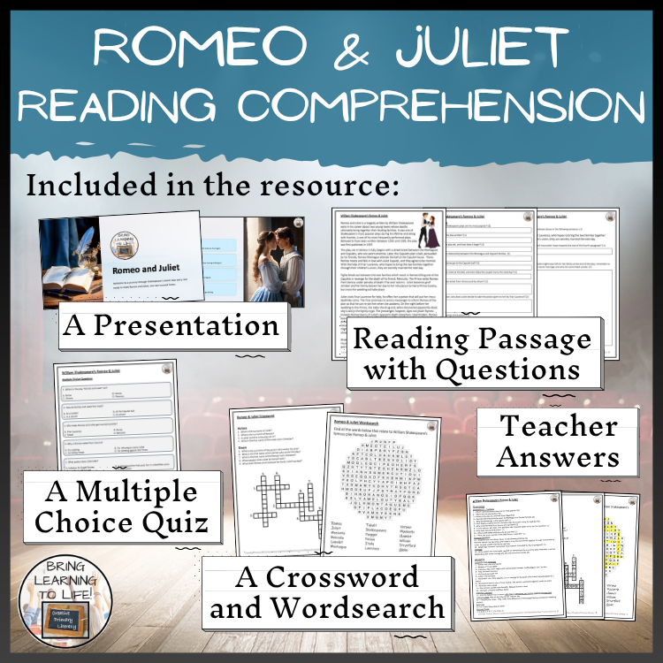 Romeo and Juliet Reading Comprehension Activities | Year 5 or Year 6 ...
