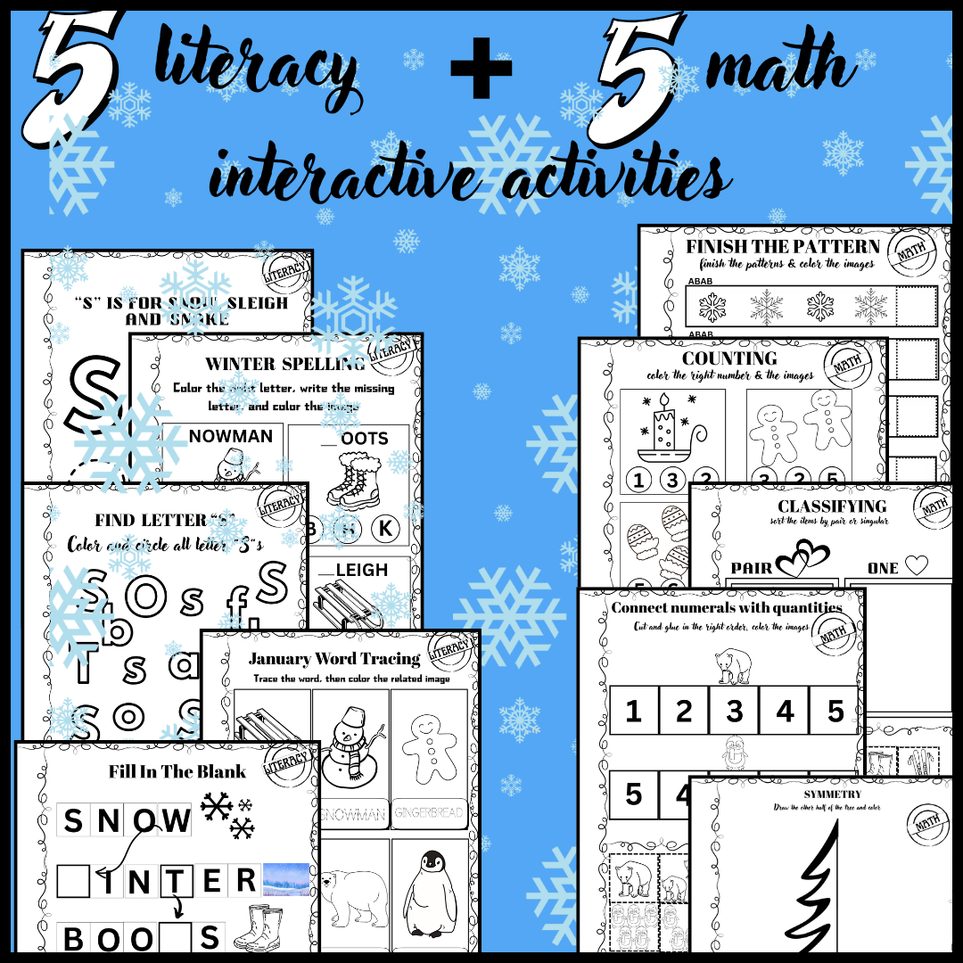 January Pre-K Journal | Literacy & Math Activities | Printable Workbook ...