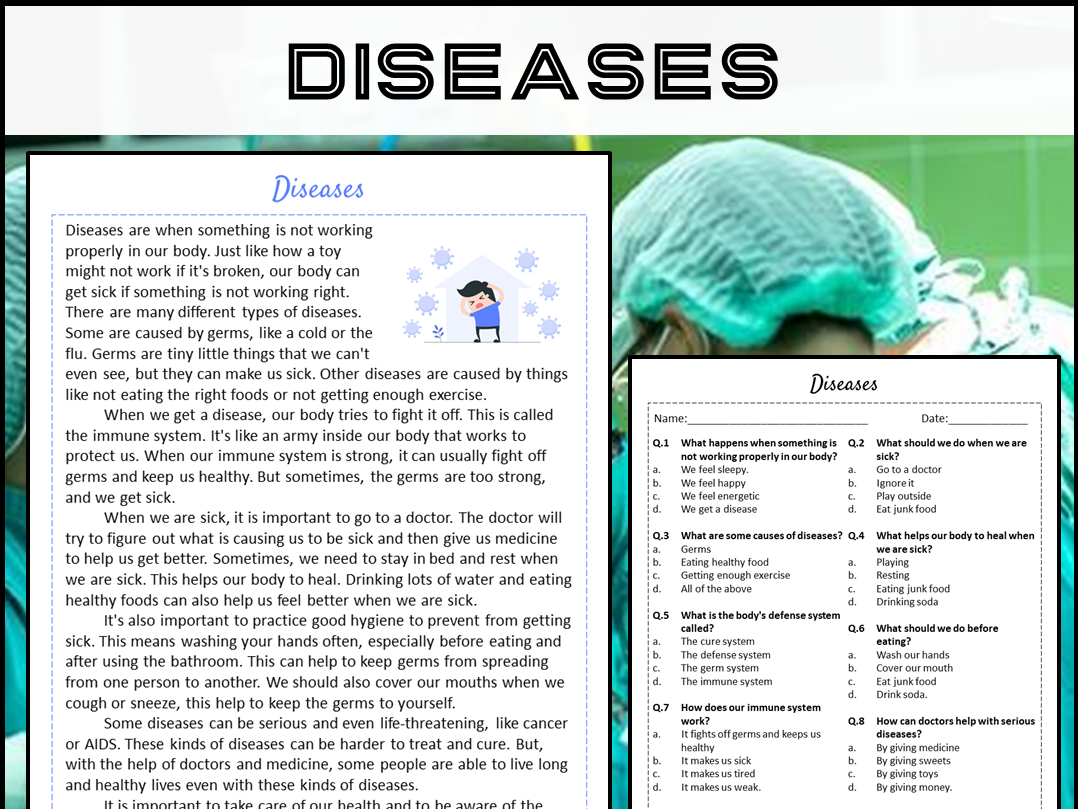 Diseases Reading Comprehension Passage And Questions PDF Teaching