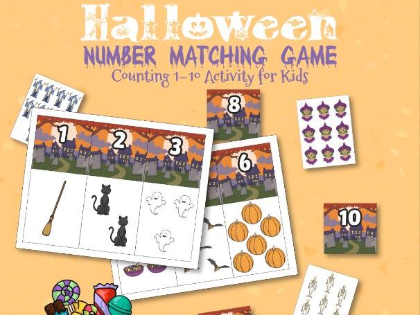 Halloween Number Matching Game | Counting 1–10 Activity for Kids ...
