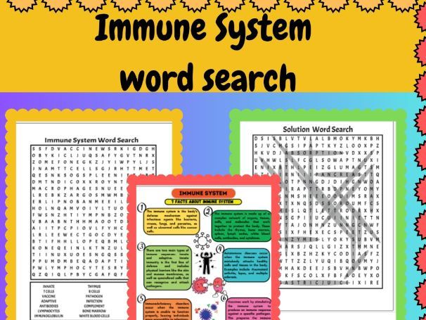 Human Body Systems | Immune System | Facts and Word Search | Teaching ...