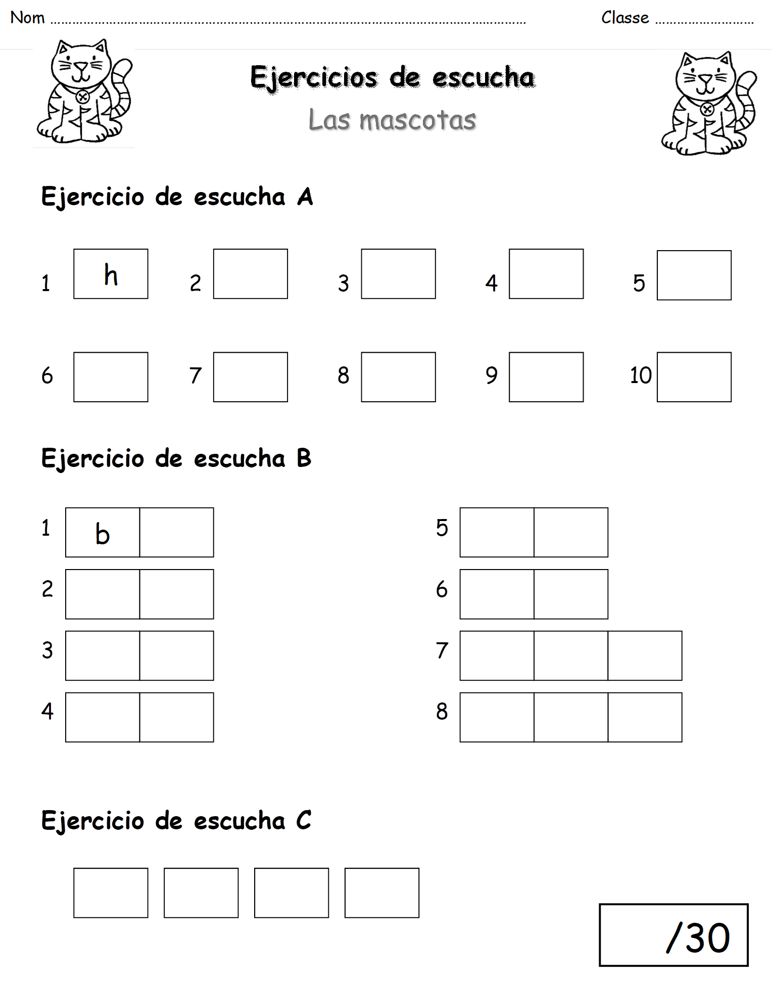 SPANISH TOPICS: LAS MASCOTAS-PETS-LISTENING EXERCISES | Teaching Resources