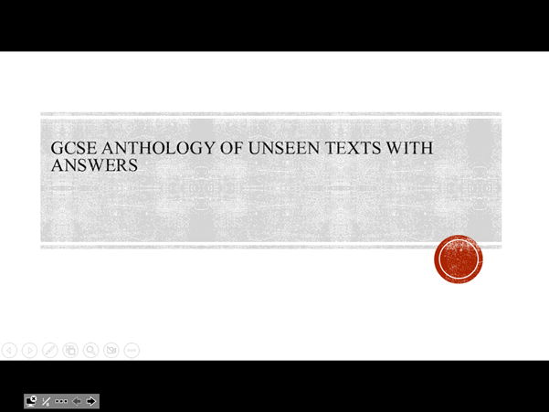 GCSE ANTHOLOGY OF UNSEEN TEXTS WITH ANSWERS | Teaching Resources