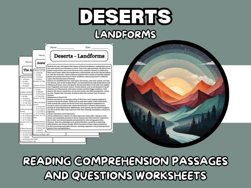 Deserts - Landforms Reading Comprehension Passages & Questions ...