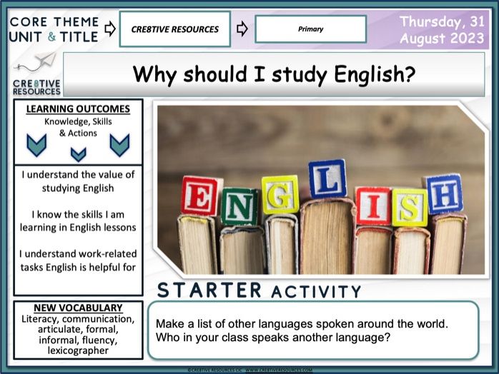 Why Should I study English? Primary Careers | Teaching Resources