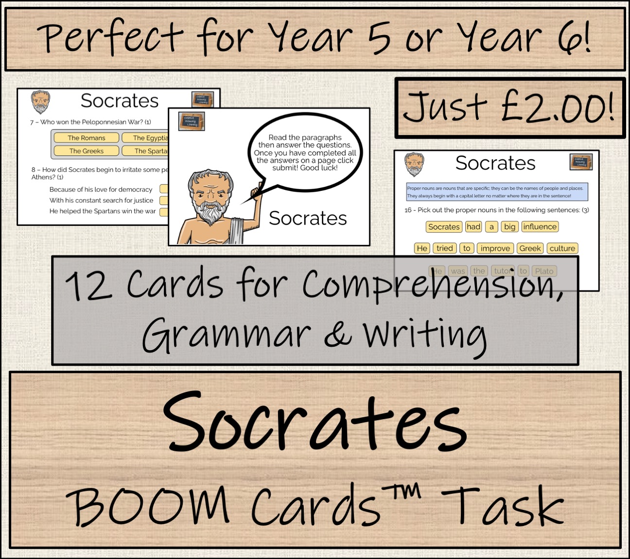 Socrates UKS2 BOOM Cards™ Comprehension Activity | Teaching Resources