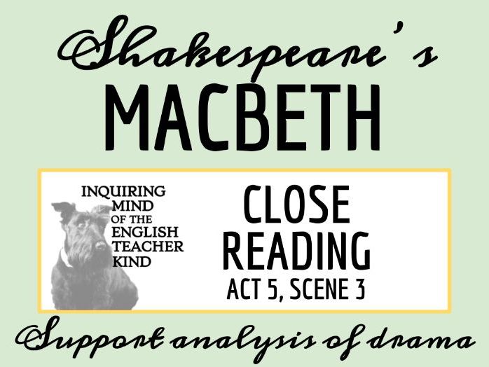 Macbeth Act 5 Scene 3 Close Reading Worksheet | Teaching Resources
