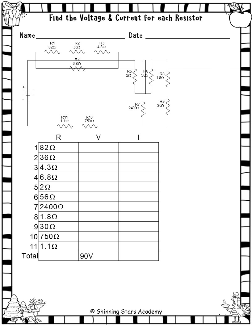 Ohm’s Law – 11 Resistors (Series / Parallel) (Find Voltage (V) and ...