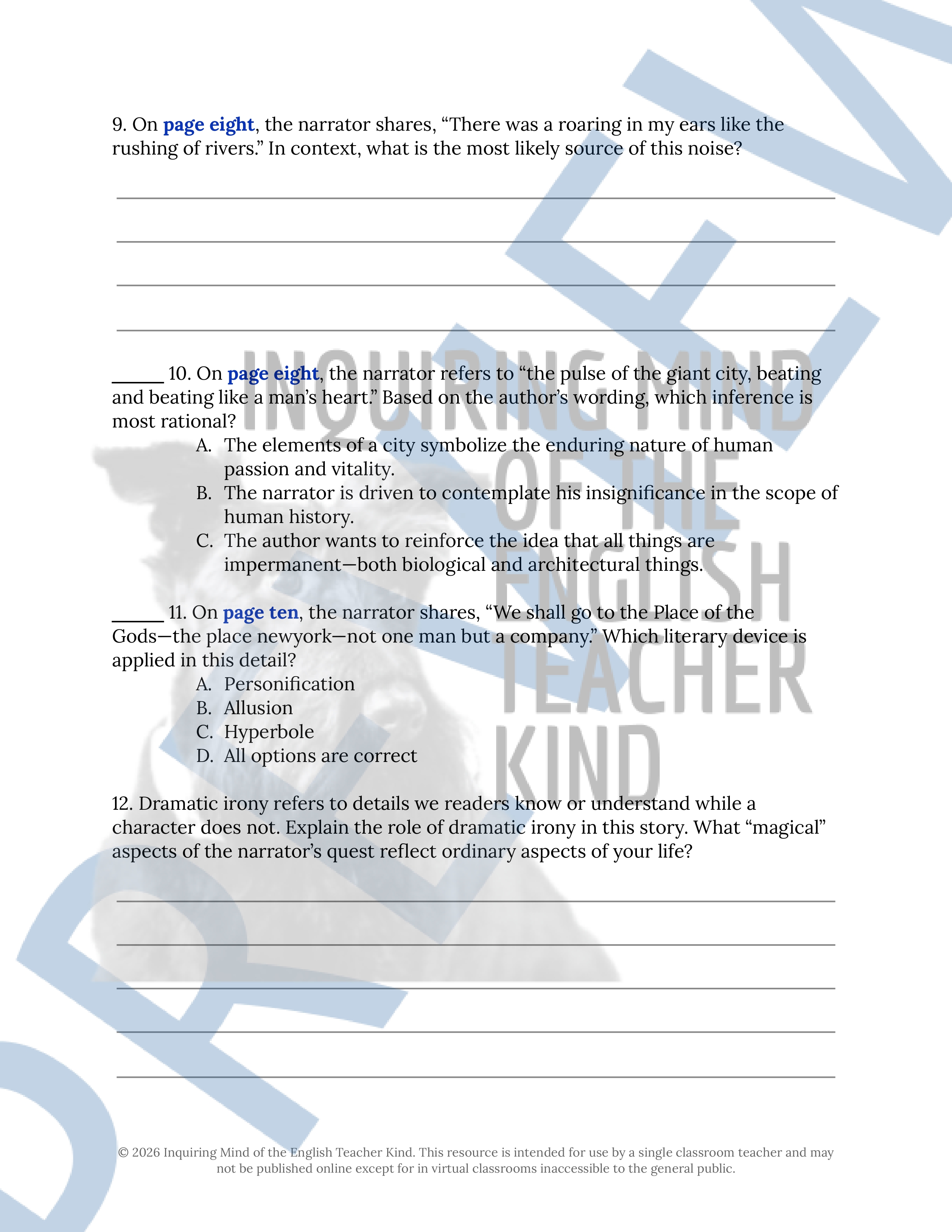 "By the Waters of Babylon" Close Reading Analysis Worksheet | Dystopian ...