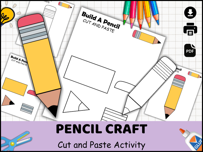 Pencil Craft Printable | Back to School Cut and Paste Activity ...