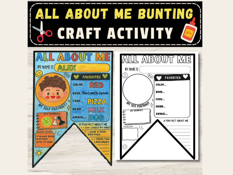 All About Me Flag Bunting & Pennant: Getting to Know You Banner ...