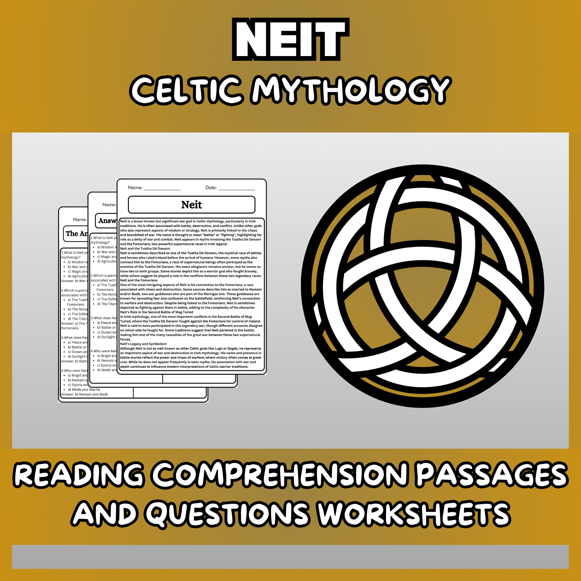Neit - Celtic Mythology Reading Comprehension Passages & Questions ...
