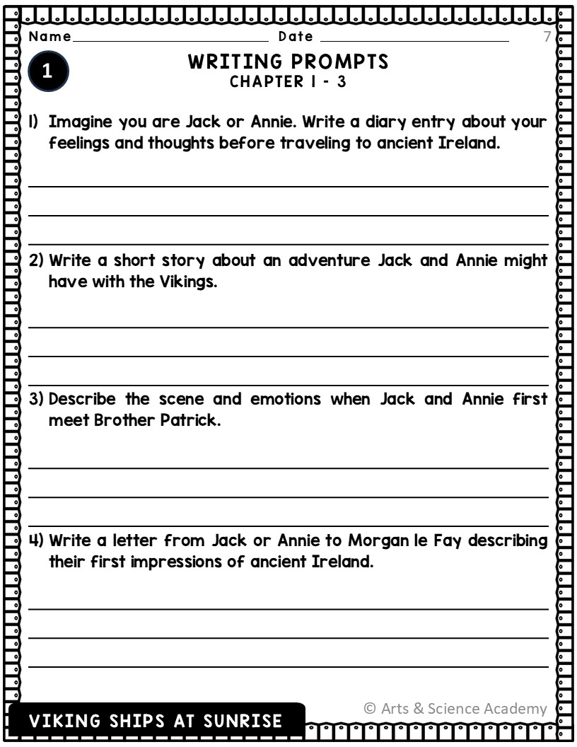 VIKING SHIPS AT SUNRISE Novel Study Comprehension, Critical Thinking ...