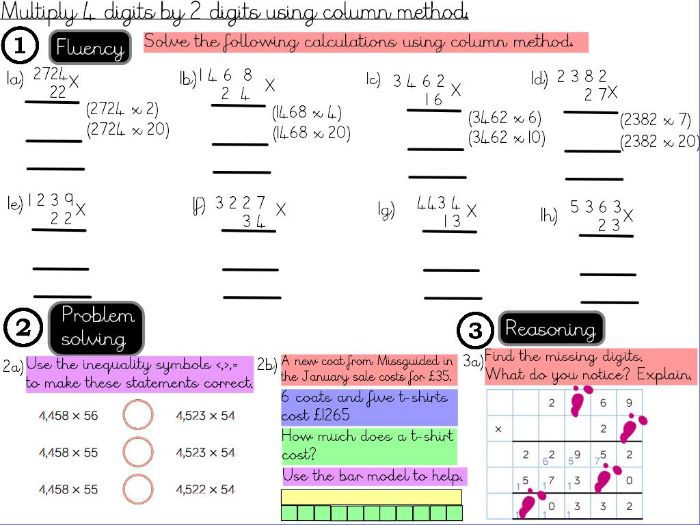 Multiplication And Division Multiply 4 digits By 2 digits Year 5 