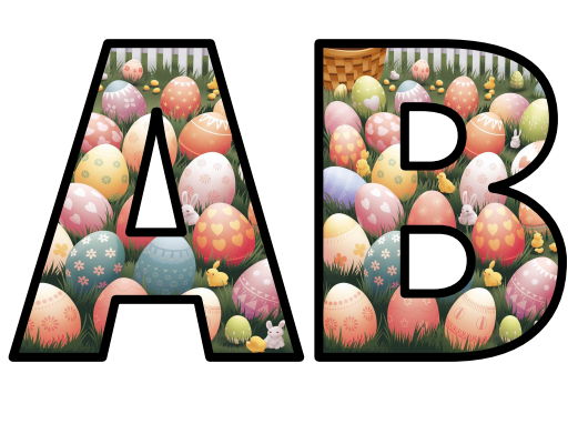 Eggs Easter Chocolates Lettering Set Display Title Letters Numbers ...