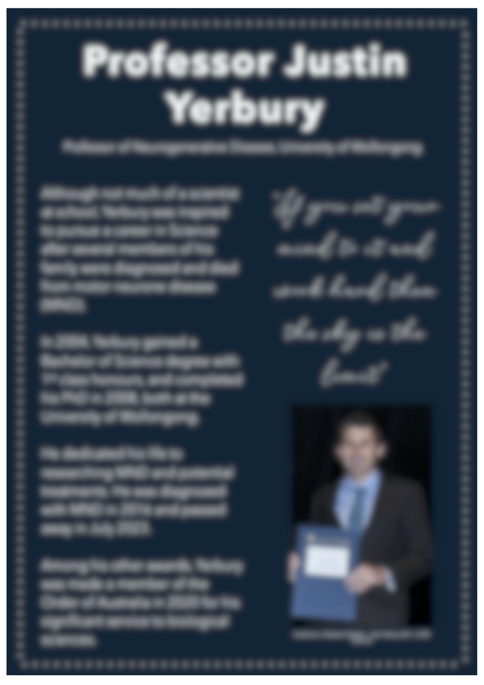 Australian Biologist Classroom Poster - Professor Justin Yerbury ...