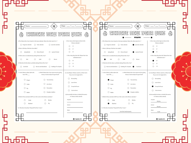 Chinese New Year Quiz : Engaging Chinese New Year Classroom Quiz ...