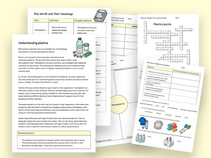 Plastic classifications information sheet and worksheets suitable for ...