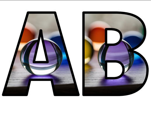 Glass Marbles Balls Art Lettering Set Display Title Letters Numbers ...