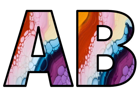 Mixed Paint COlors Oil Lettering Set Display Title Letters Numbers ...