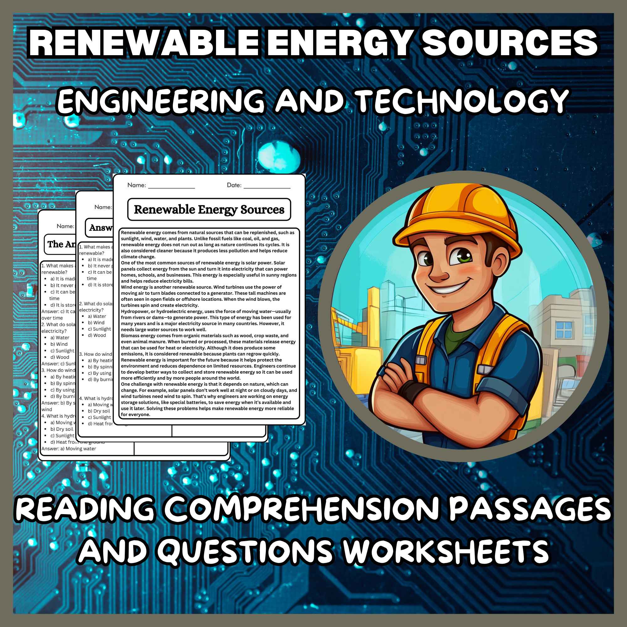 Renewable Energy Sources Reading Comprehension Passages & Questions ...