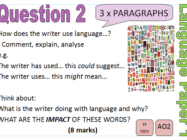 What to do for each AQA question for Language Paper 1 & 2 - display ...