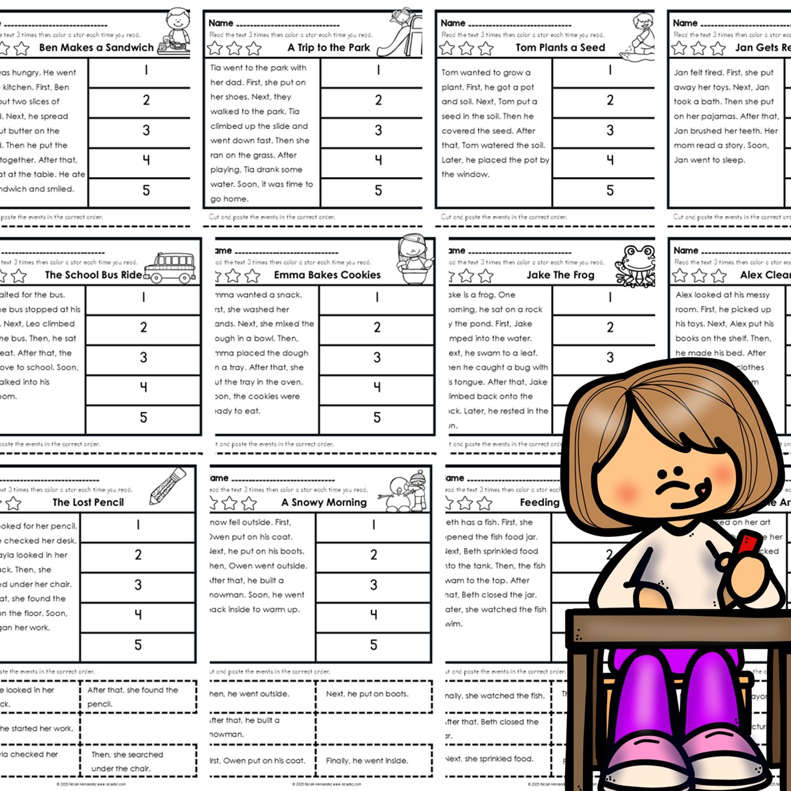Kindergarten to Grade 2 Sequencing Worksheets. Cut and Paste Events in ...