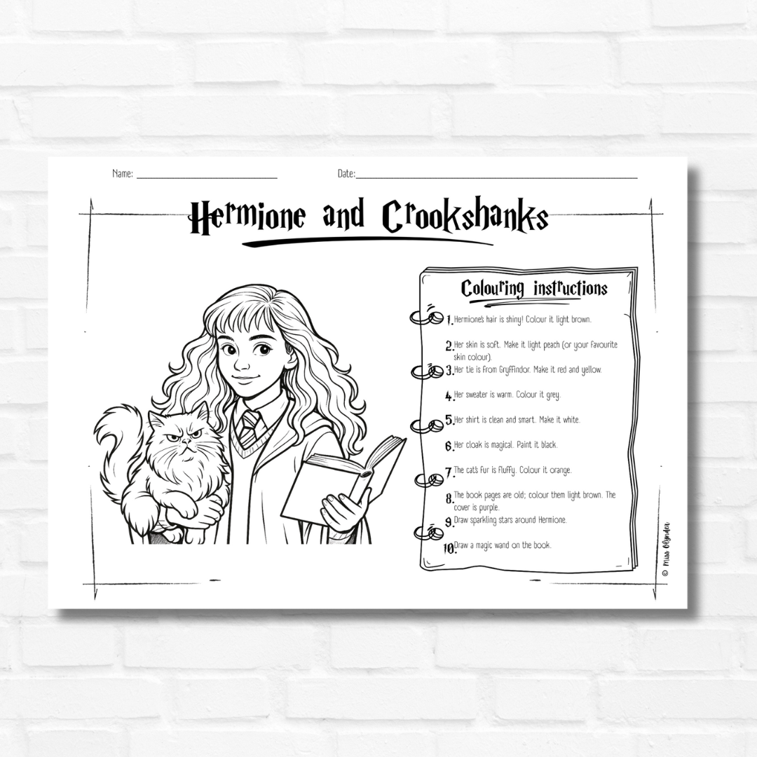 Harry Potter Colouring Pages – Following Directions Activity (Art ...