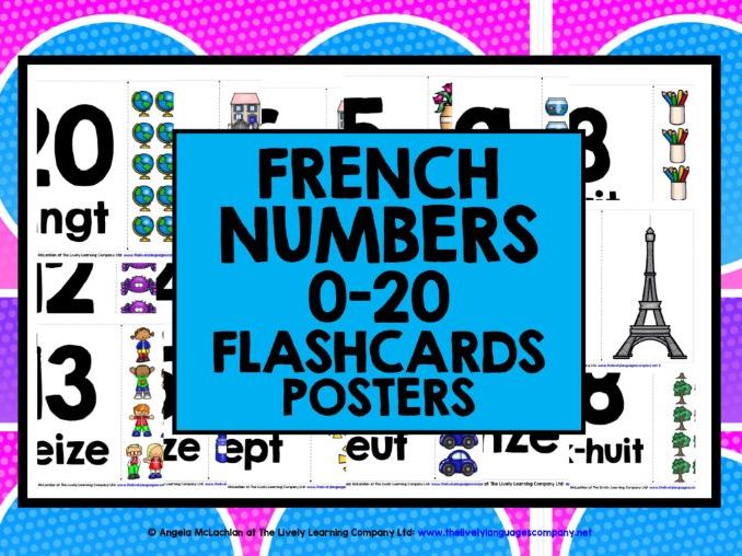 PRIMARY FRENCH NUMBERS 1-20 FLASHCARDS POSTERS by LivelyLearning ...