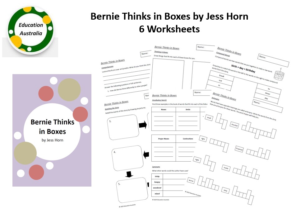 Bernie Thinks in Boxes by Jess Horn - 6 Worksheets - Reading ...