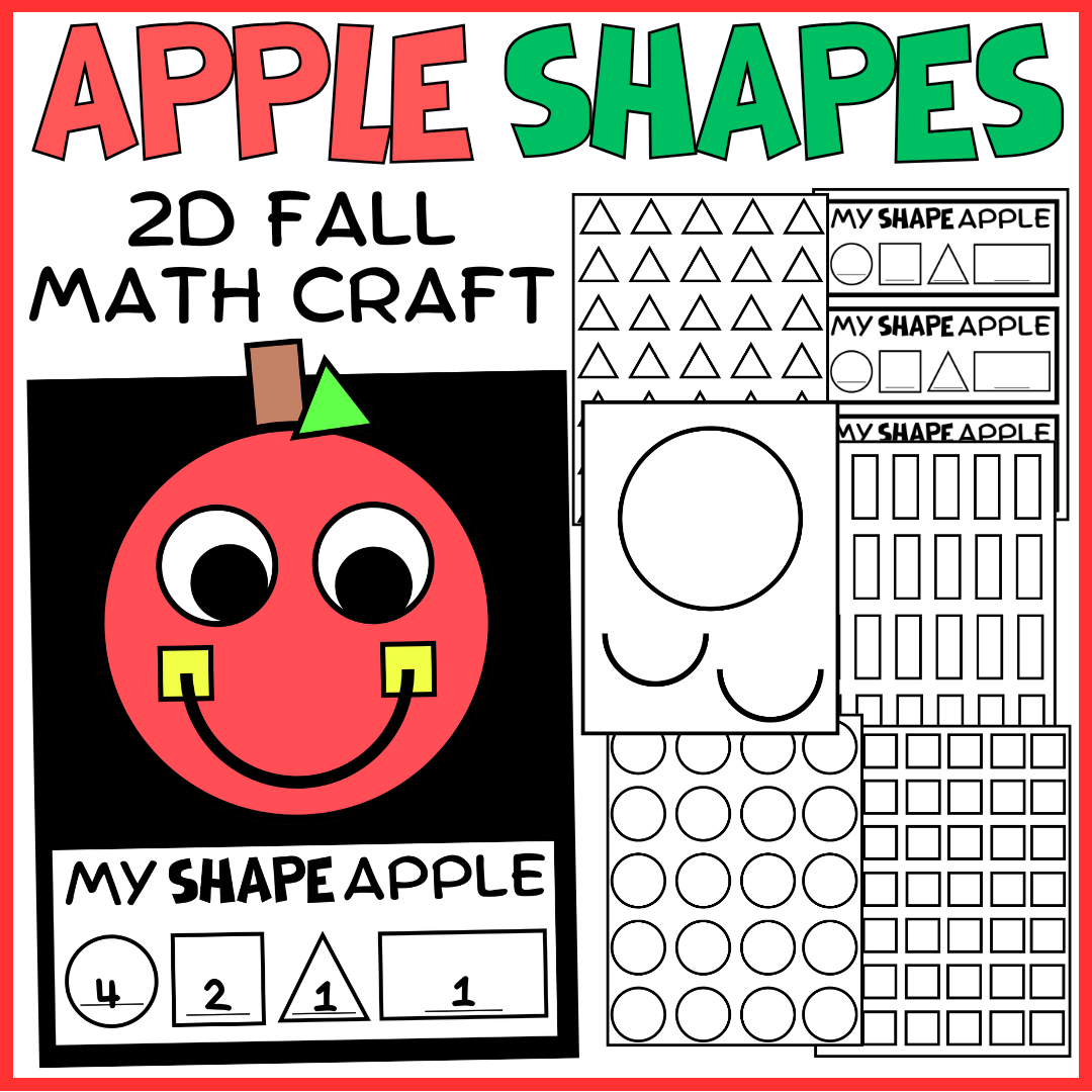 Apple Math Craft | Fall 2D Shapes Geometry Activity, Apple Week ...