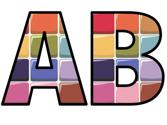 Color Blocks Squares Paint Tester Lettering Set Display Title Letters ...