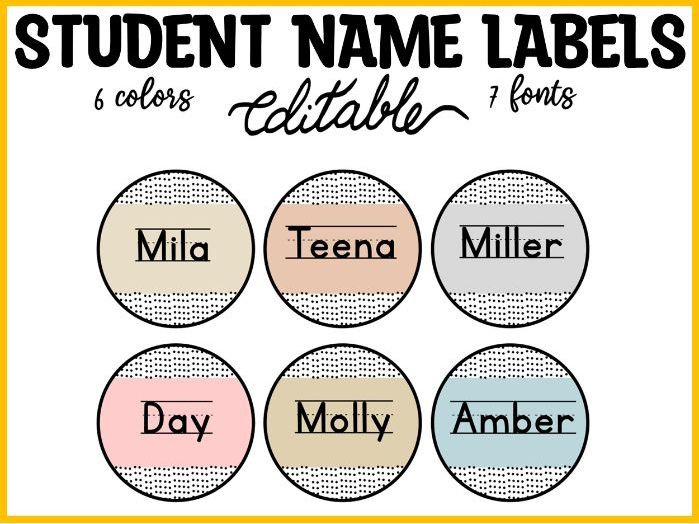 Printable Boho Student Name Labels, Editable Cubbies Labels, Circle ...