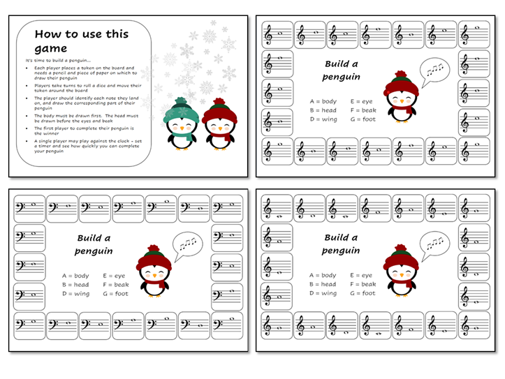 Music Note Recognition Penguin Game Low Ink | Teaching Resources