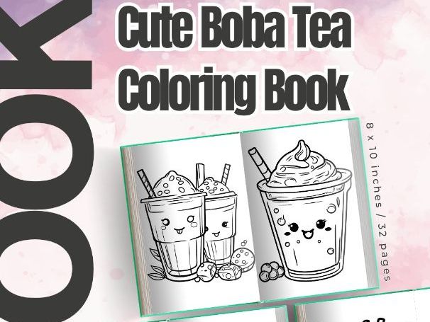 Cute Boba Tea Coloring Pages Vol.1 / Sheets of Cute Boba Tea Clipart ...