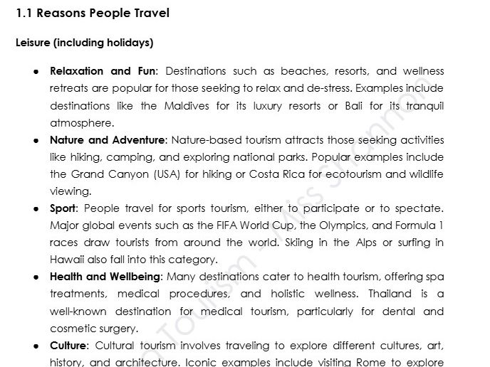 AS Travel and Tourism Full Revision Guide | Teaching Resources