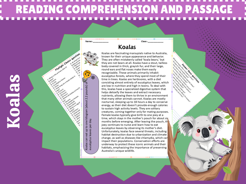 Engaging Koalas: Informative Reading Passage with Interactive Questions ...