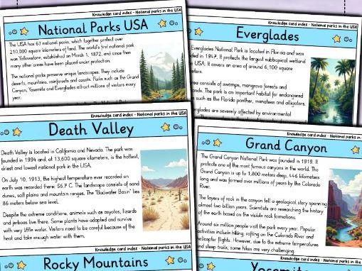 National Parks in the USA - Flashcards | Geography | Famous Parks ...