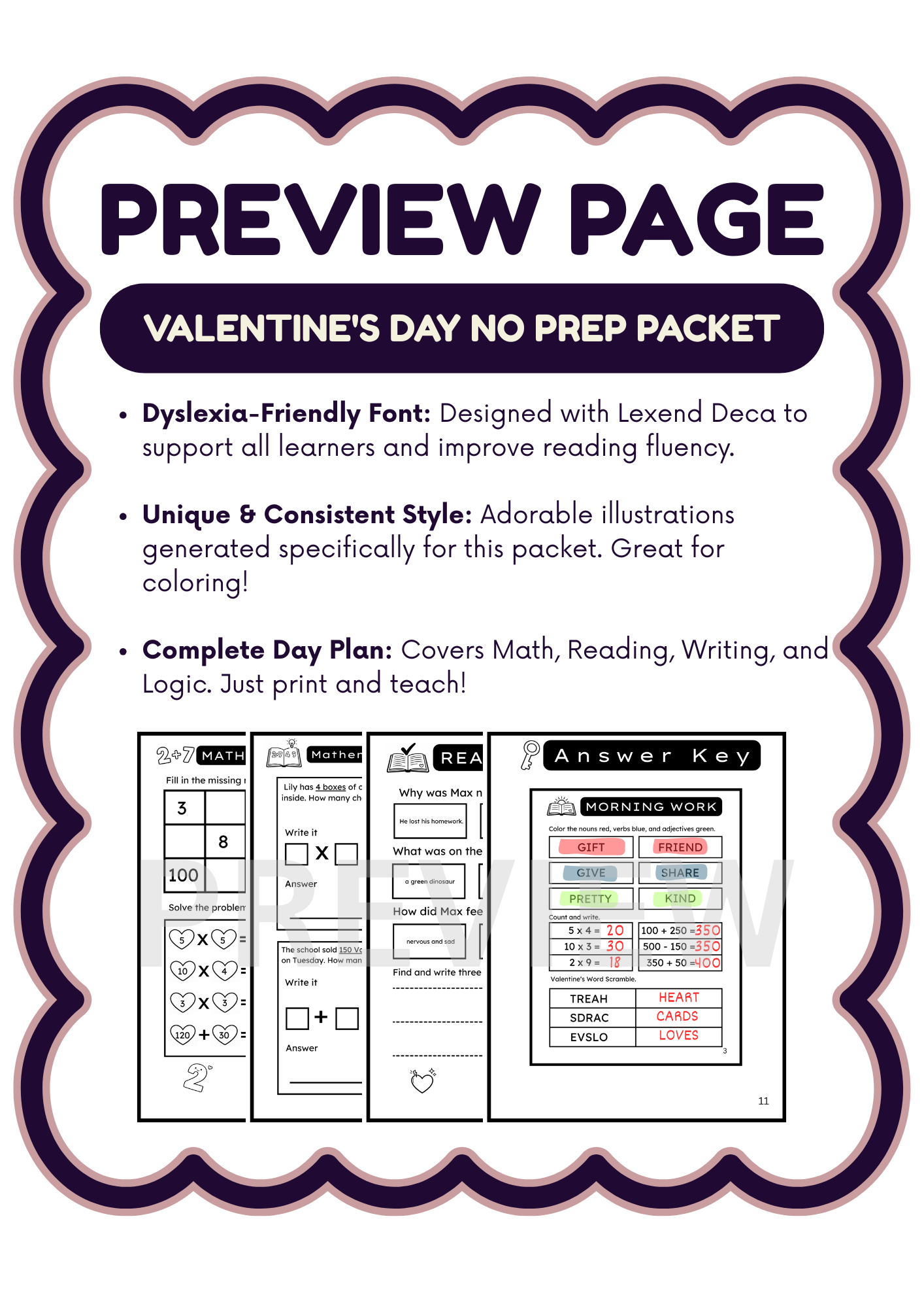 Valentine's Day No Prep Packet - Year 4 Maths & Literacy (February ...