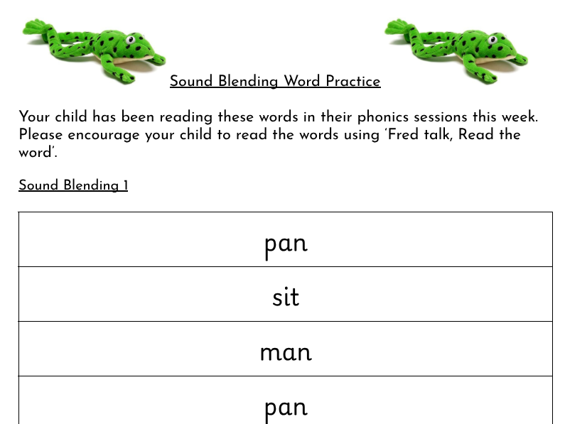 RWI All Sound Blending Words Homework Sheets | Teaching Resources