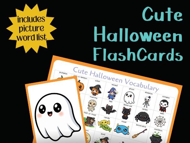 Cute Halloween Vocabulary Flashcards + List | Teaching Resources