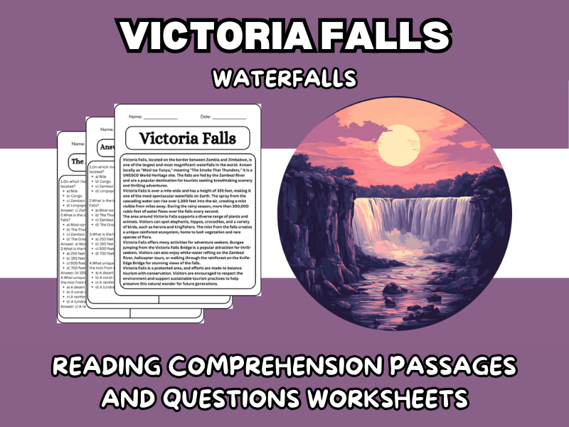 Victoria Falls - Waterfalls Reading Comprehension Passages and ...