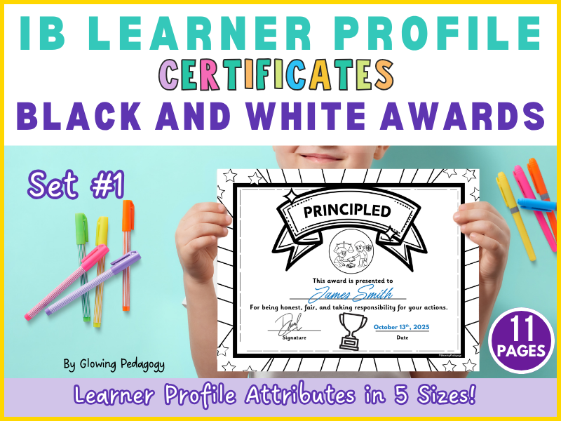 IB PYP Learner Profile Certificates – Printable Black & White Awards ...