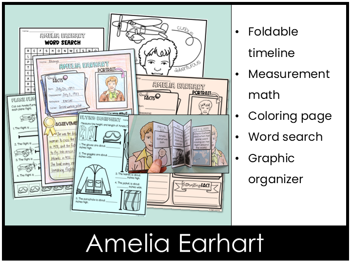 Amelia Earhart Activity Pack Reading Comprehension Craft Timeline ...