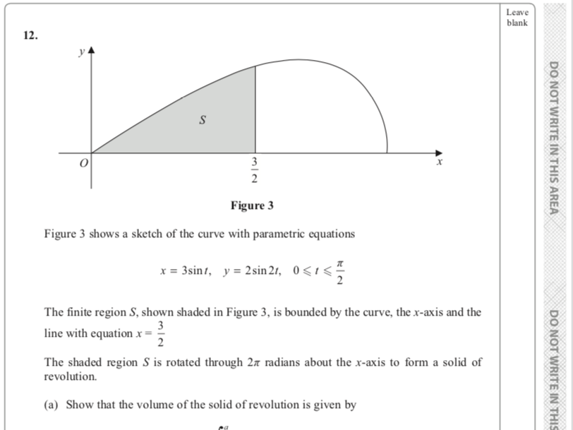 Parametric Equations Integration Edexcel A Level Maths Exam Questions