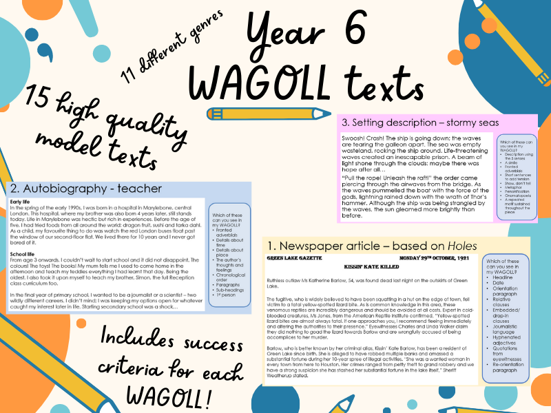 Year 6 WAGOLL Texts Various Genres Teaching Resources