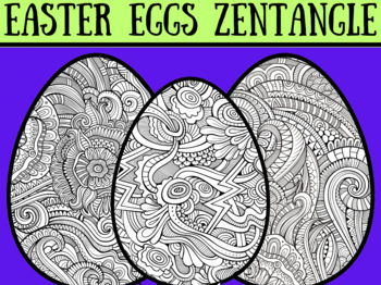 Easter Eggs Zentangle Coloring Pages | 40 Mindfulness Easter Egg ...