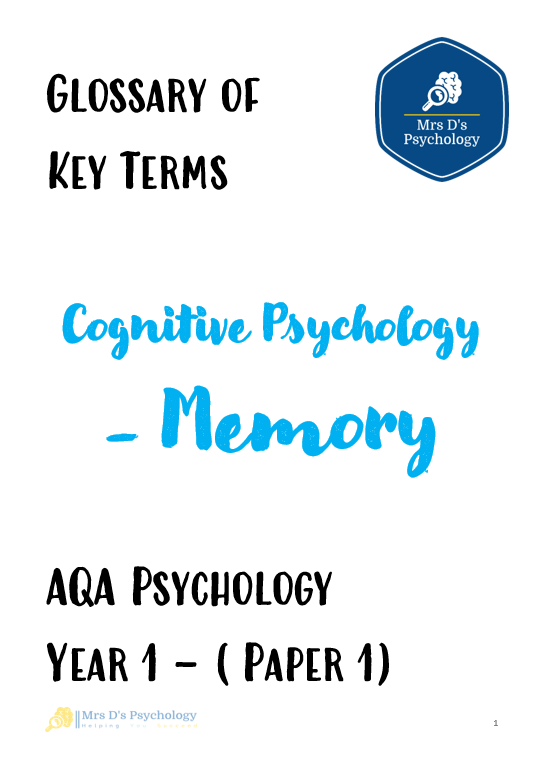 Memory (AQA Psychology) - Full Topic Notes & Glossary (New Spec - A ...