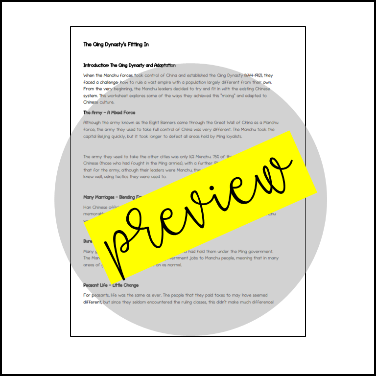 Qing Dynasty GCSE History Resource Pack |The Rise of the Qing Dynasty ...
